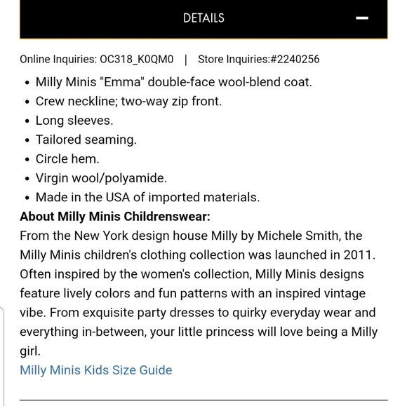 Milly Minis | Jackets & Coats | Milly Minis Emma Doubleface Blue ...